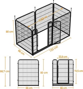 Ohrádka pro psy Yaheetech – 6dílů - 65 × 80 cm (267285231868)