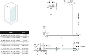 Gelco VARIO BLACK sprchová zástěna 120 x 200 cm jednodílná k instalaci ke stěně černá sklo matné GX1412GX1014