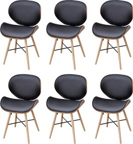 vidaXL Jídelní židle 6 ks černé umělá kůže a ohýbané dřevo [271949] Barva: černá a tmavě hnědá