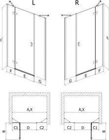 Mexen Mist-H, 1-křídlé sprchové dveře pravé 130 cm, čiré sklo, chromový profil, 8A5-130-001-01-00-P