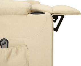 Elektrické polohovací křeslo krémové textil 3098824