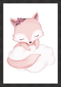 Plakát zvířátka spící liška - Obraz, Plakát Velikost: B2 - 50x70 cm, Volba rámu: s černým rámem
