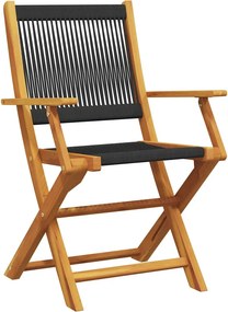3dílný bistro set černý polypropylen a masivní dřevo 3281877