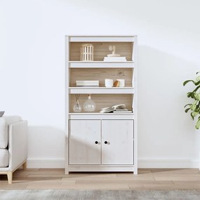 Skříň highboard bílá 80 x 35 x 154 cm masivní borové dřevo