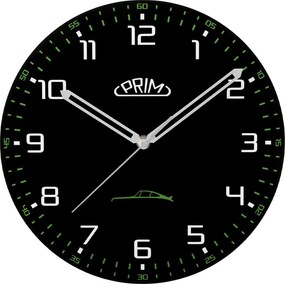 PRIM Černé nástěnné hodiny Prim Speedline - černo-zelené E09.5530.9040