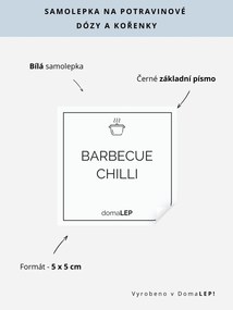 Samolepka na kořenky BARBECUE CHILLI bílá 5 × 5 cm základní písmo
