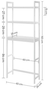 SONGMICS Bambusový regál - bílá  - 63x26x163 cm