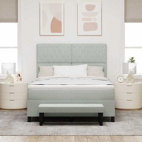 Postel s boxspringem s polštářem Světle šedá 200 x 140 cm samet 3344450