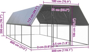 Venkovní klec pro kuřata 3 x 8 x 2 m pozinkovaná ocel 3154378