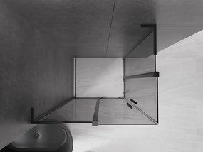 Mexen Velar L Duo, sprchový kout s posuvnými dveřmi 90 x 80 cm, 8mm šedé sklo, černá matná, 871-090-080-02-43-70