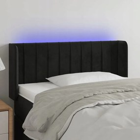 Čelo Postele S Led Růžové Samet Černá 83 x 16 x 78/88 cm