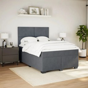 Box spring postel s matrací tmavě šedá 140x200 cm samet 3290925