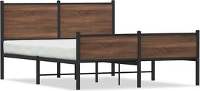 Kovový rám postele bez matrace hnědý dub 150 x 200 cm 3301413