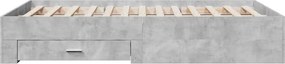 Rám postele se zásuvkami betonově šedý 135 x 190 cm kompozit 3280408