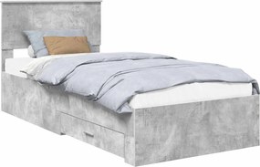 Rám postele s čelo Betonově šedá 90 x 200 cm Kompozitní dřevo 3410943