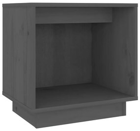 Noční stolek šedý 40 x 30 x 40 cm masivní borové dřevo - Default Title