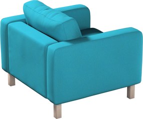 Potah na křeslo IKEA Karlstad, krátký barva modrá látka pletený vzor