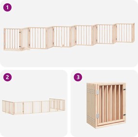 Zábrana pro psy s dvířky skládací 12 panelů 600 cm topol 3155530