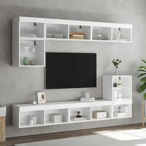 8dílná obývací stěna s LED osvětlením bílá kompozitní dřevo 3216668