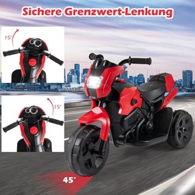 Costway 6 V Dětský motocykl 3-kolový elektrický motocykl s LED světlometem