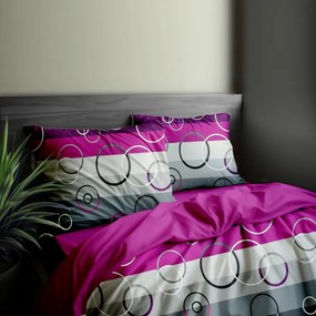 Ervi bavlněné povlečení oboustranné - Kruhy na fialovém/fuchsia