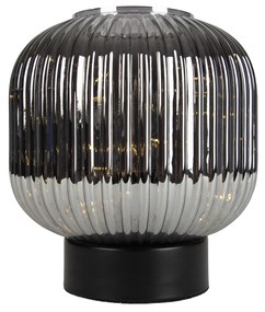 Stolní lampa Art Deco černá s kouřovým sklem vč. světelného kabelu E27 - Karel