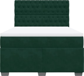 Box spring postel s matrací tmavě zelená 160x200 cm samet 3293263