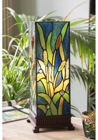 Stolní lampa Tiffany Rust zelená ve tvaru hranolu – 18x18x45 cm