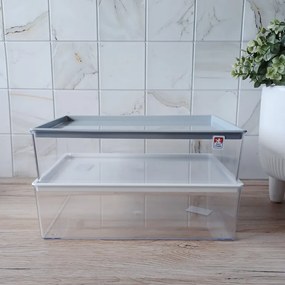 DÓZA NA SUCHÉ POTRAVINY 2 500 ml – nízká, průhledná | DomaLEP varianta: ŠEDÁ