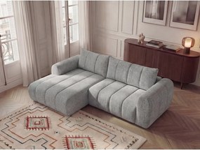 Světle šedá rohová pohovka (levý roh/s lenoškou) Nesty – Bobochic Paris