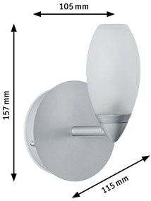 Paulmann 70838 Carina, nástěnné svítidlo 1xG9, matný chrom/sklo, výška 15,7cm, IP44
