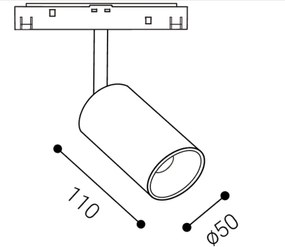 Mago II Led2, Reflektor do magnetické lišty 48V Velikost: S, Chromatičnost: 4 000 K (denní bílá), Ovládání: On/off