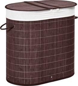 HOMCOM Koš na prádlo 100 l s víkem a držadlem Box na prádlo Sběrač prádla 2 sáčky na prádlo Třídič prádla do koupelny z bambusu