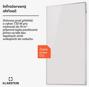 Klarstein Wonderwall 720 Smart, infračervený ohřívač, 120 x 60 cm, 720 W, týdenní časovač, IP24, bílý