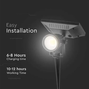 LED Solární svítidlo SPIKE LED/2W/5,5V IP65 4000K 1200 mAh