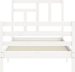 vidaXL Rám postele s čelem 90 x 200 cm masivní dřevo [3194947] Barva: Bílá