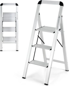 Costway Stupňovitý žebřík se 3 stupni skládací hliníková schůdky