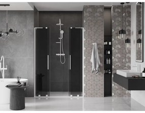 Mexen Velar L Duo, posuvné sprchové dveře do otvoru 140 cm, 8mm šedé sklo, bílá matná, 871-140-003-42-20