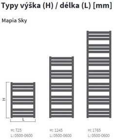 Isan Mapia Sky 1245 x 500 mm koupelnový radiátor bílý