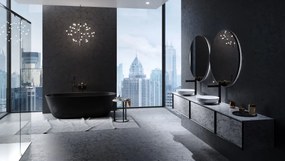 F-Design Zaffiro, vysoká umyvadlová baterie, černá matně-růžové zlato, FD1-ZFR-2L-25