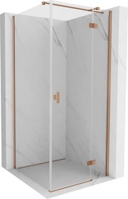 Mexen Mist HT, sprchový kout s výklopnými dveřmi pravý 85 x 85 cm, čiré sklo, měděná matná, 8A5T-085-085-65-00-P