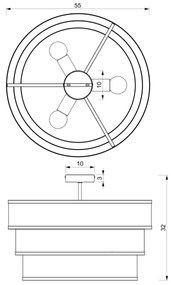 Přisazený lustr GLUM 3xE27/60W/230V černá