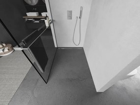 Mexen Kioto+ L, sprchová zástěna Walk-In s poličkou a věšákem 50 x 200 cm, 8mm čiré sklo černý vzor, ​​chromový profil, 800-050-123-01-70