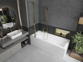Mexen Flip, vanová zástěna 1-křídlová 80 x 150 cm, otočné křídlo, 6 mm čiré sklo, zlatý profil, 894-080-101-50-00
