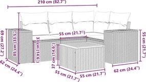 5dílná zahradní sedací souprava s poduškami černá polyratan 3257757