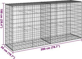 Gabionový koš s víkem 200 x 50 x 100 cm pozinkované železo 3295143