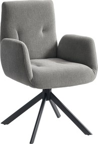 HOMCOM Otočné křeslo 360° čalouněné lounge křeslo s područkami vlněný lněný vzhled prošívané ocelové nohy do obývacího pokoje ložnice tmavě šedé