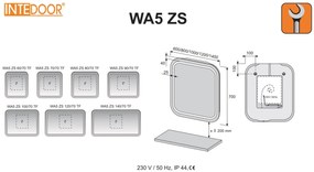 INTEDOOR zrcadlo s LED osvětlením WA5 ZS 60/70 TF