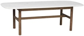 Rowico Bílý mramorový konferenční stolek Hammond 135 cm s hnědými nohami