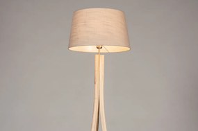 Stojací designová lampa Arbon Dark Taupe and Natur Wood